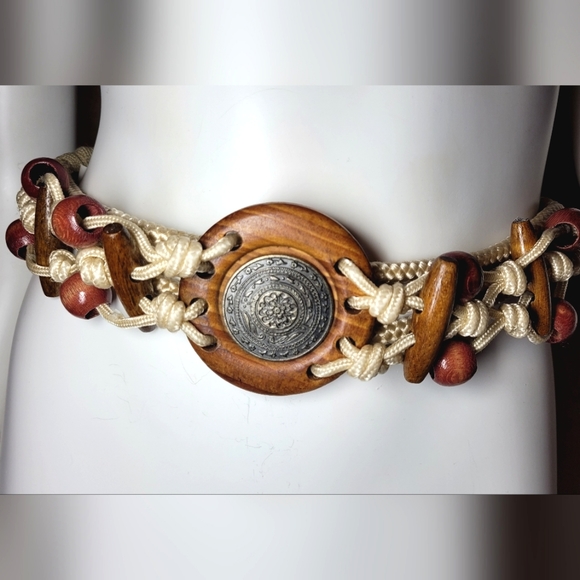 Non Branded | Accessories | Vintage Bohemian Boho Wood And Rope Belt ...
